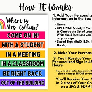 Personalized School Counselor Door Sign, Customized Where is the School ...