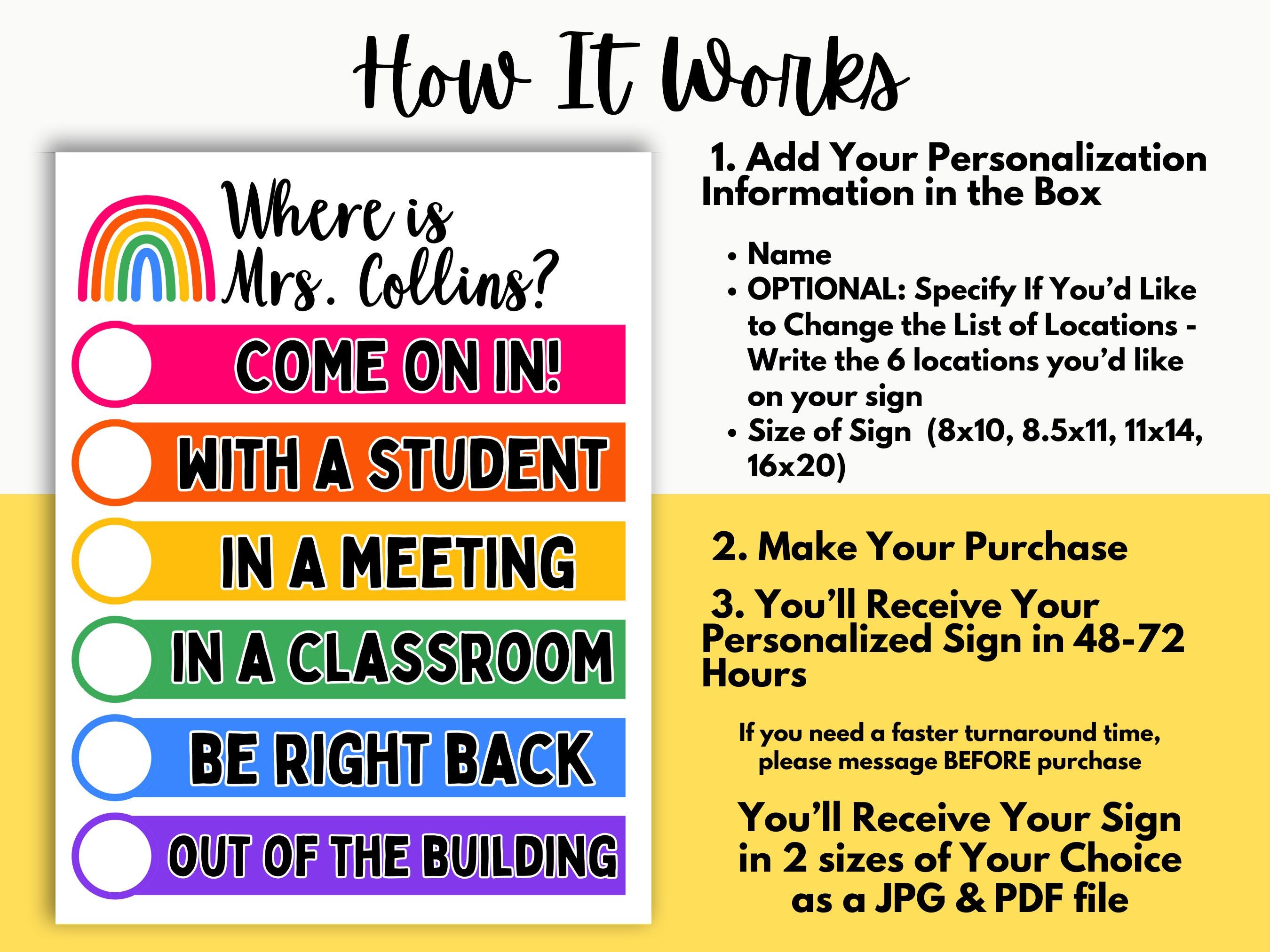 Personalized School Counselor Door Sign, Customized Where is the School ...