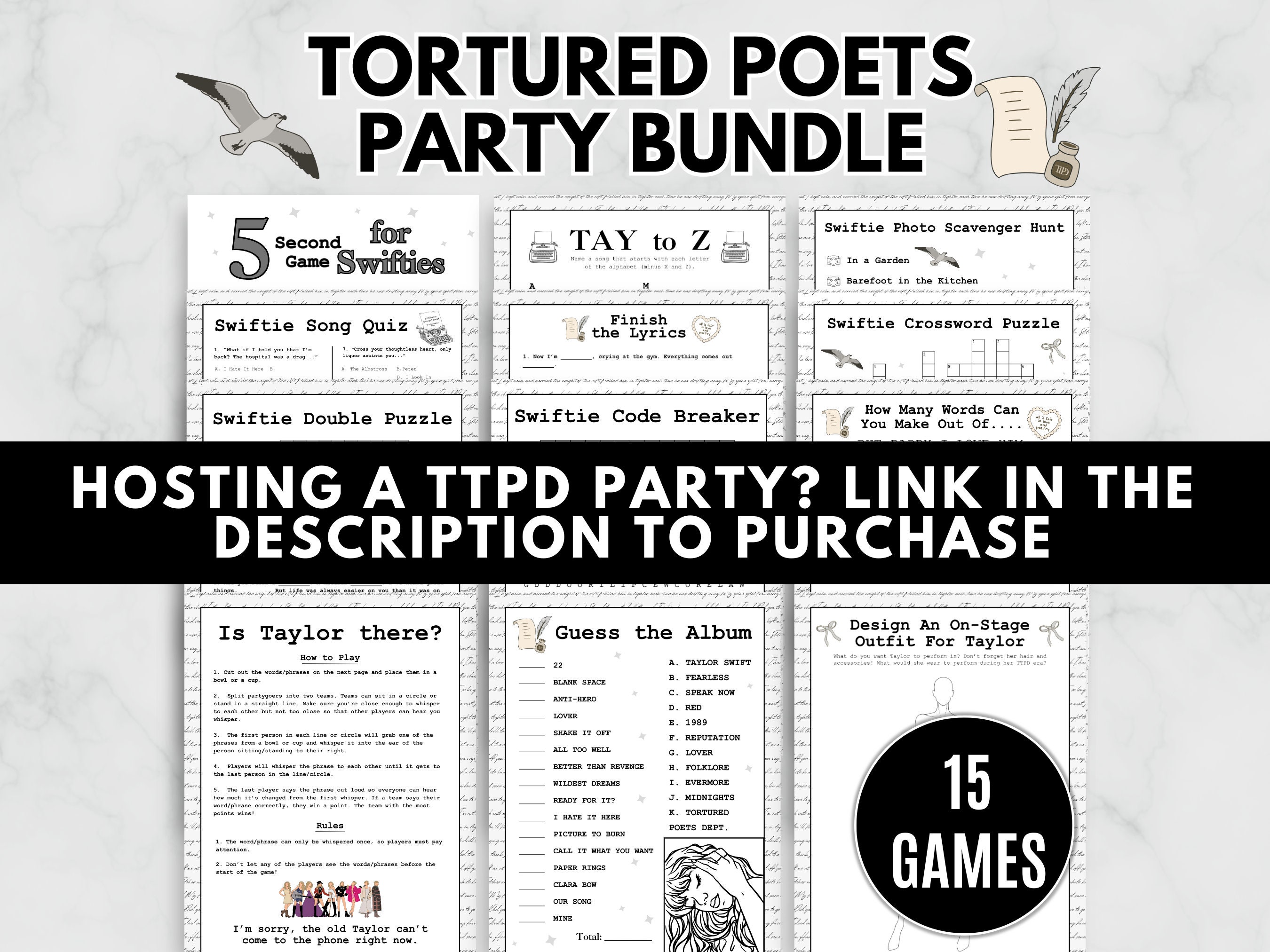 TTPD Listening Party Notes, Swiftie Party, Taylor Party Game, Teen ...