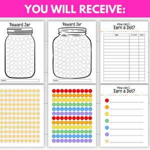 Printable Classroom Reward Jar, Kids Reward Chart, Motivational Goal ...