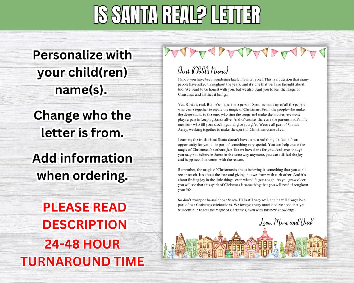 Is Santa Real Explanation Letter Personalized, Santa Letter Printable ...