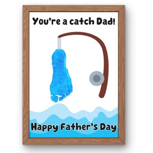 Father's Day Footprint Art, Fishing Handprint Templates for Dad, Daddy ...