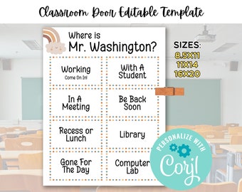 Editable Teacher Door Sign, Personalized School Counselor Sign, Where ...