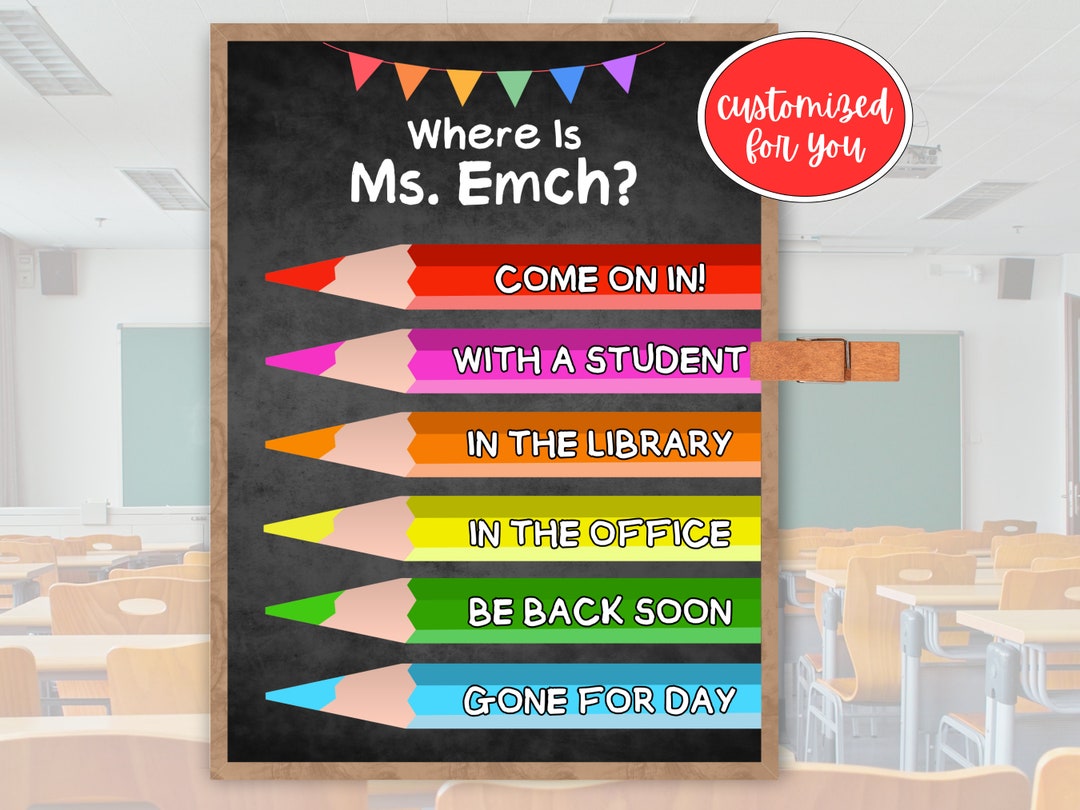 Personalized Where is the Teacher Door Sign, Where is the Counselor ...