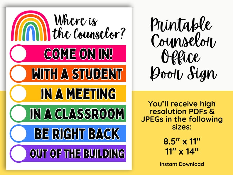 Printable School Counselor Door Sign, Where is the Guidance Counselor ...