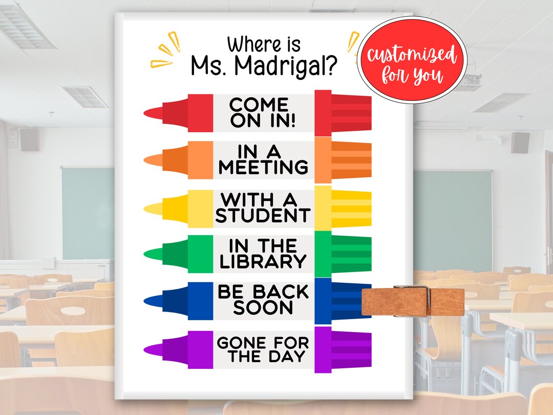 Personalized School Counselor Door Sign Colorful Rainbow, Where is the ...