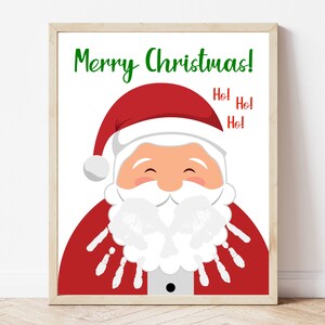 Santa Handprint Footprint Art Craft, Holiday Handprint Art, DIY Craft ...