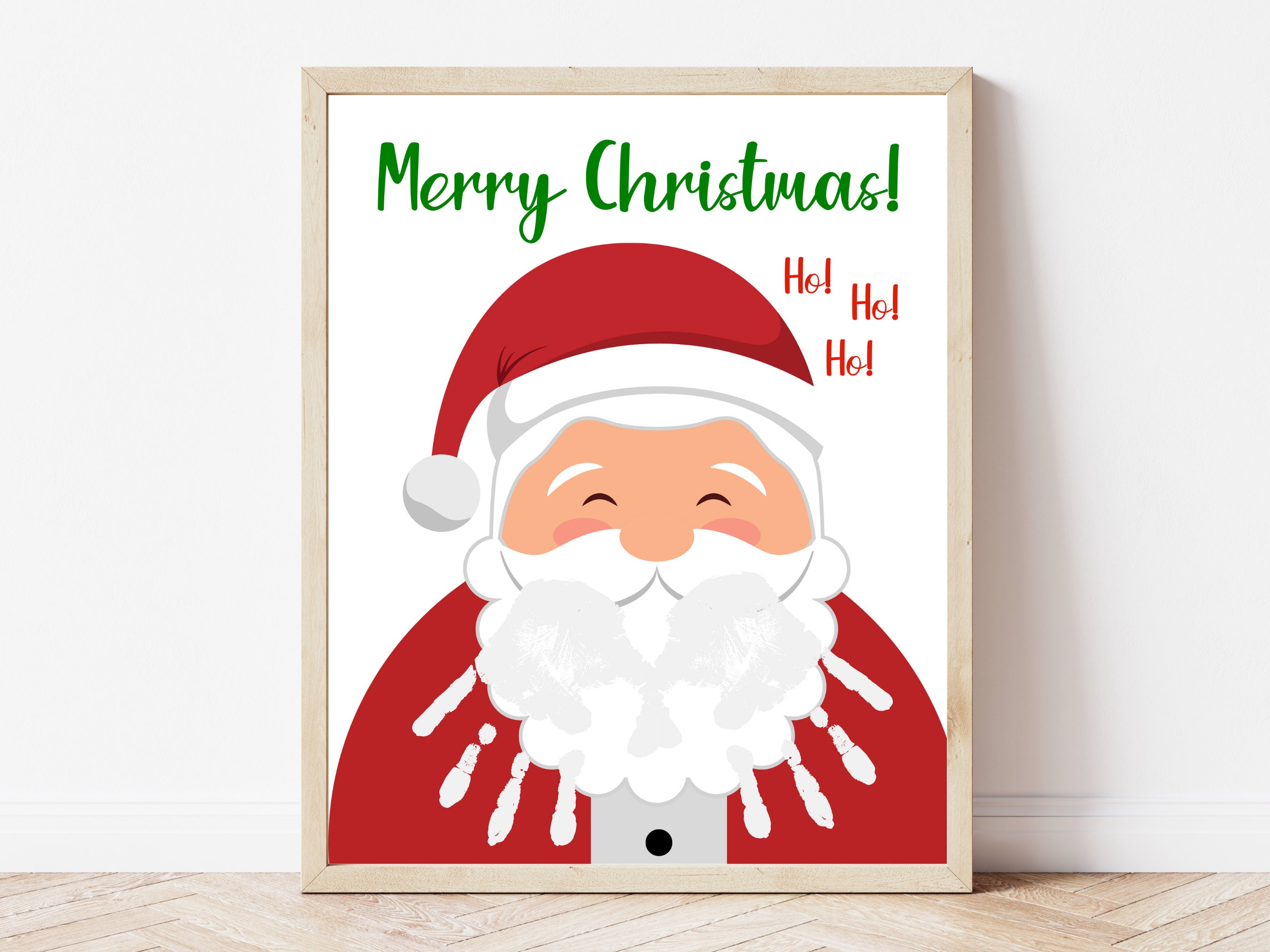 Santa Handprint Footprint Art Craft, Holiday Handprint Art, DIY Craft ...
