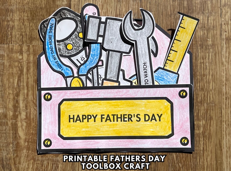 Handyman Fathers Day All About Dad Printable Card Toolbox Coloring Card ...