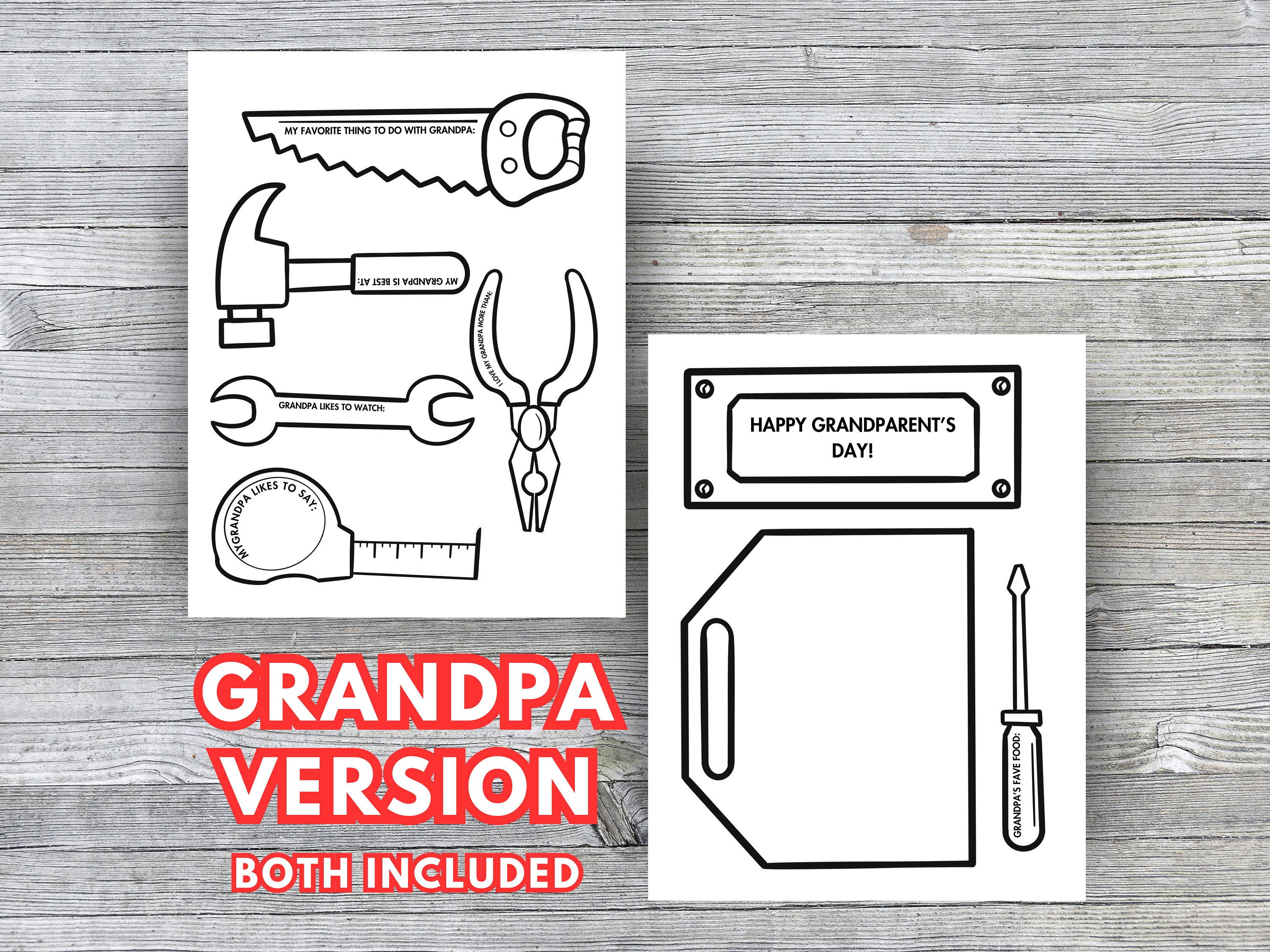 Grandparents Day Craft Toolbox for Grandpa Printable Craft, DIY ...