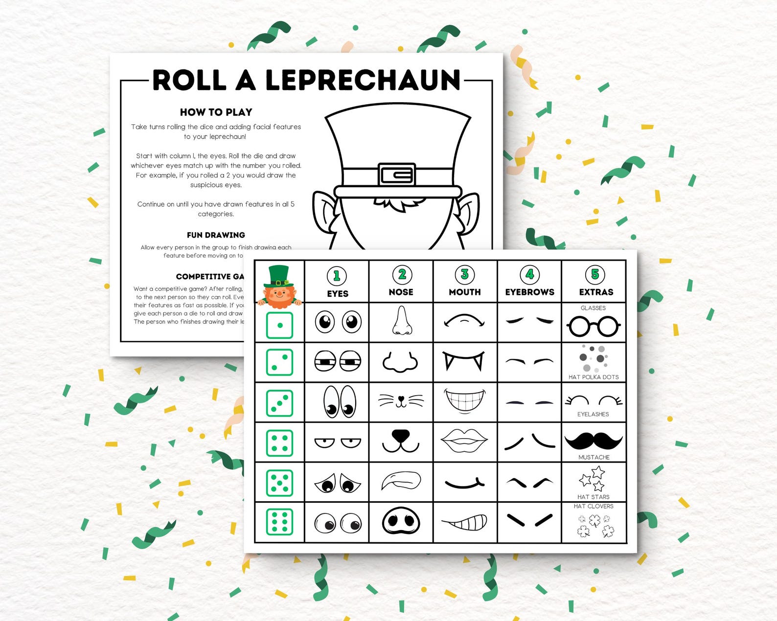 Roll a Leprechaun Game, Build a Leprechaun Printable, Draw a Leprechaun ...
