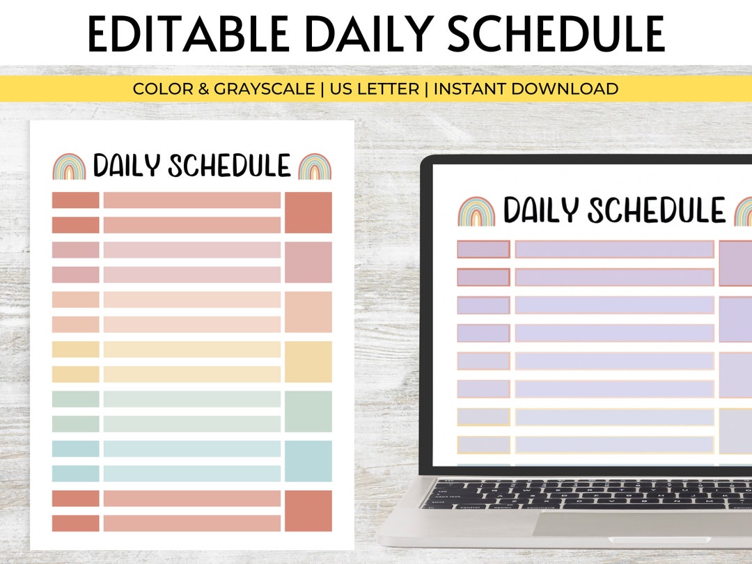 Editable Daily Schedule Printable Kids Summer Schedule Daily - Etsy New ...