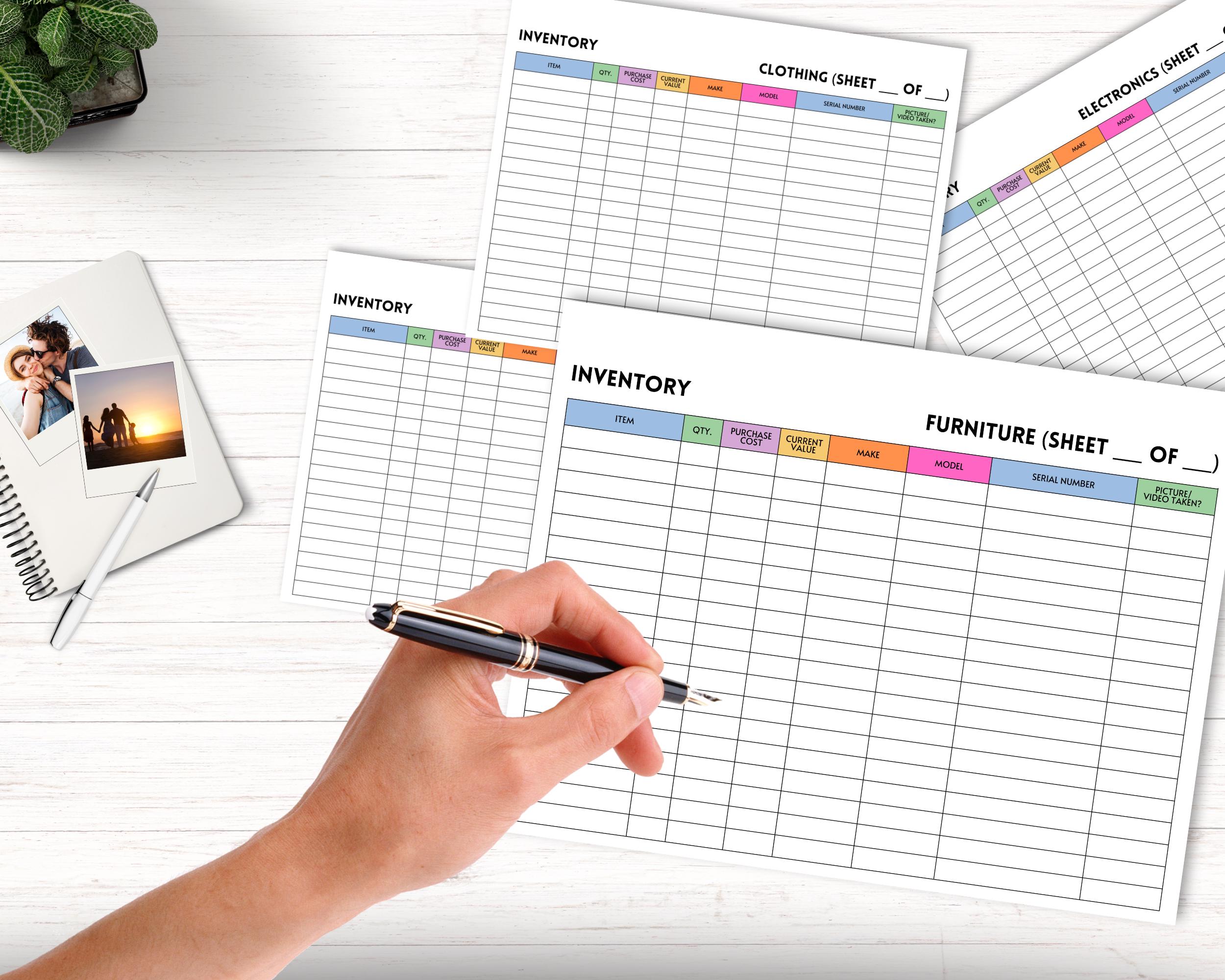 Household Inventory Log, Printable Home Inventory Tracker, Cleaning ...