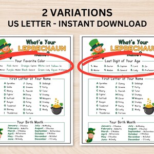 Whats Your Leprechaun Name Game, St. Patricks Party Game, Leprechaun ...