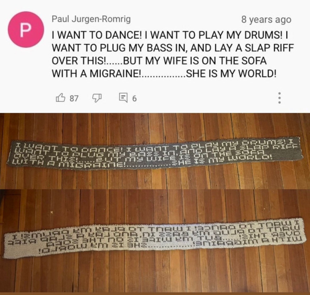 She is My World Youtube Comment Scarf Knit/crochet PDF Pattern - Etsy