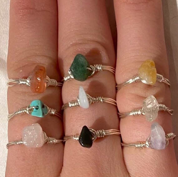 Handmade Silver Wire Wrapped Ring With Gemstone | Etsy