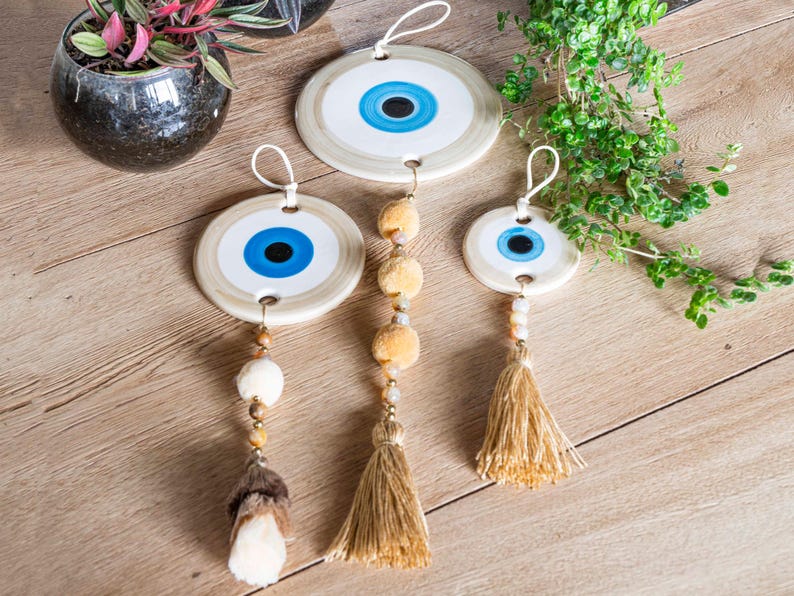 Ceramic Evil Eye Wall Hanging Boho Home Decor Spiritual Protection ...