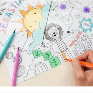 Kids Art Supplies Coloring Kit for Children Placemat With Markers ...