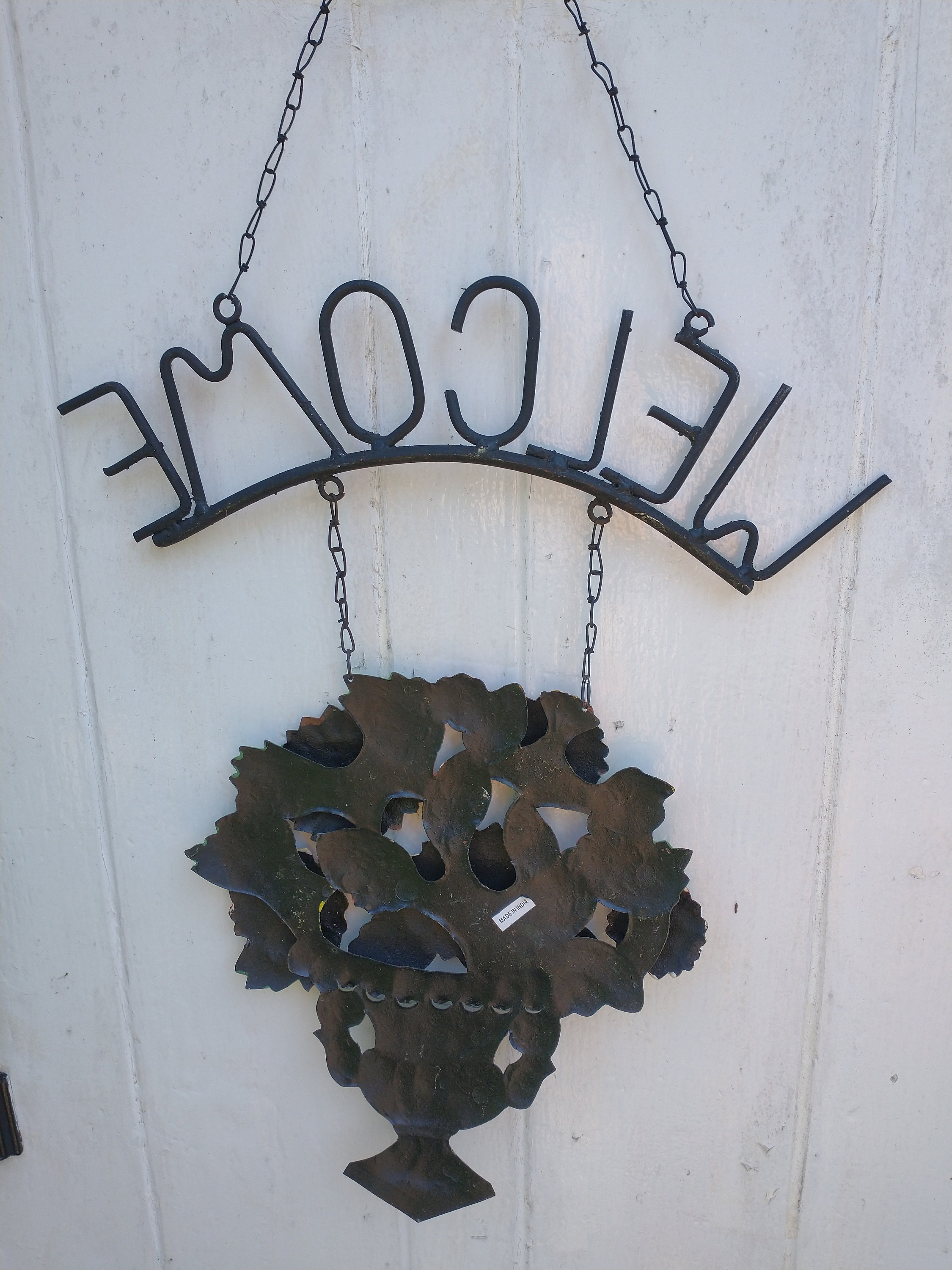 WELCOME SIGN Wrought Iron Painted 18 W - Etsy