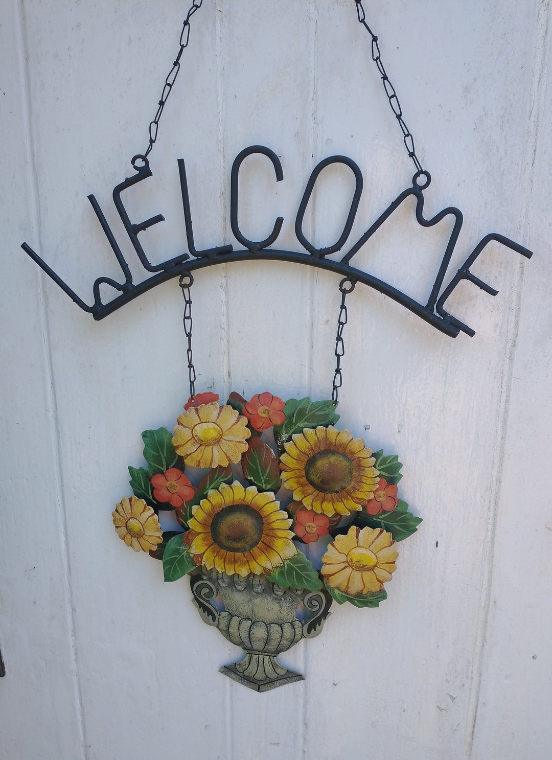 WELCOME SIGN, Wrought Iron Painted, 18" W - Etsy