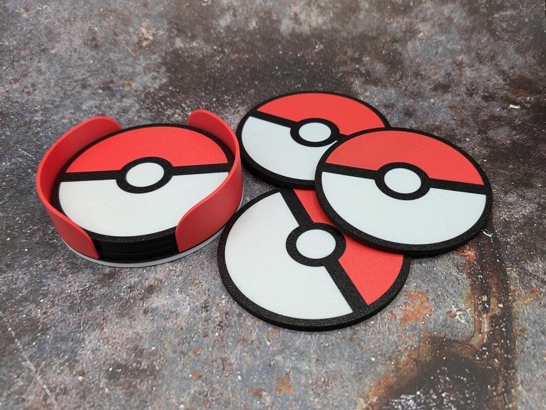 3D Printed Pokeball Coasters Including Holder - Etsy