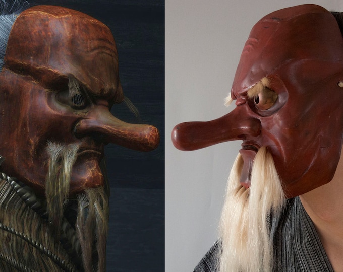 Tengu of Ashina Mask Sekiro Inspired Noh Mask With Real Hair - Etsy