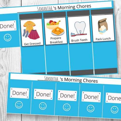Kids Morning/bedtime Checklist Printable Chore Chart Kid - Etsy