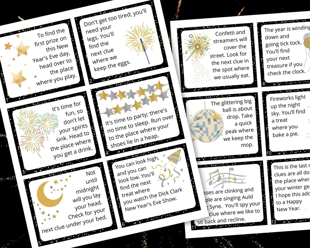 New Year's Eve Treasure Hunt / New Year's Eve Scavenger Hunt ...