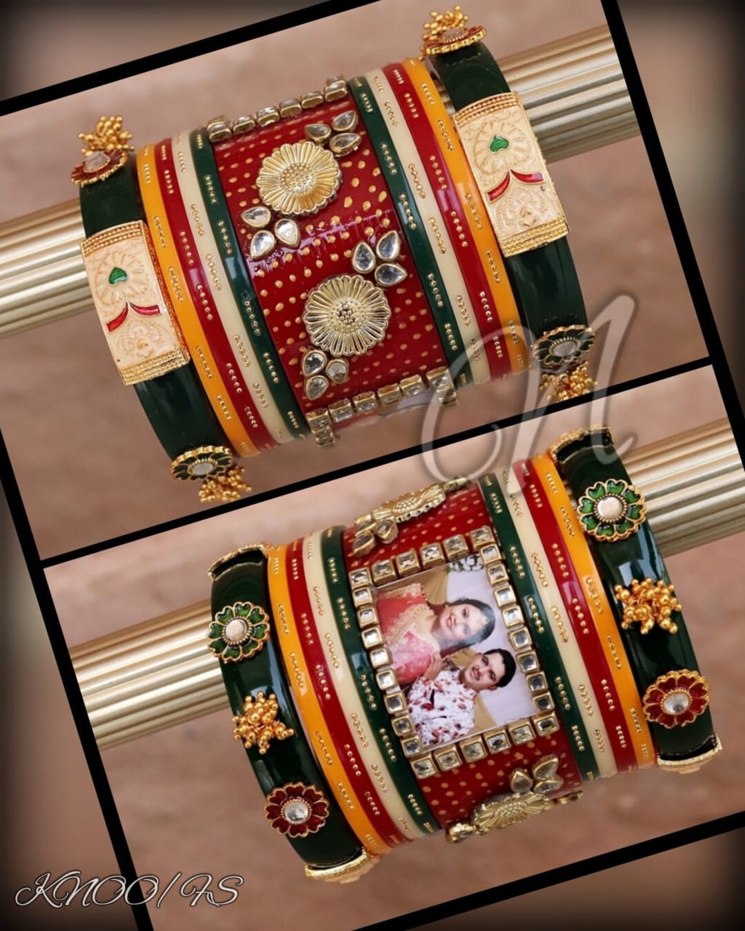 Indian Bridal Hand Kundan Work Photo Chura Set, Punjabi Hand Painted ...