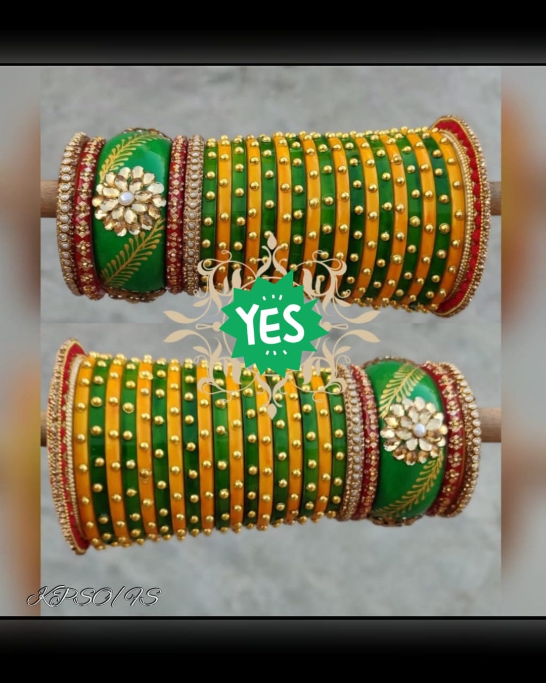 Ethnic Indian Green & Yellow Color Bridal Chura Set Punjabi - Etsy
