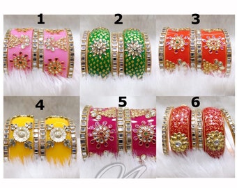 Indian Wedding Photo Chura Set Glass Kundan Work Chuda Red - Etsy