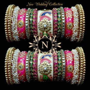 Rajwadi Style Hand Painted Peacock Bridal Long Chura Set, Indian ...