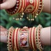 Indian Bridal Red Photo Chura Set, Designer Hanging Pearls Bangles ...
