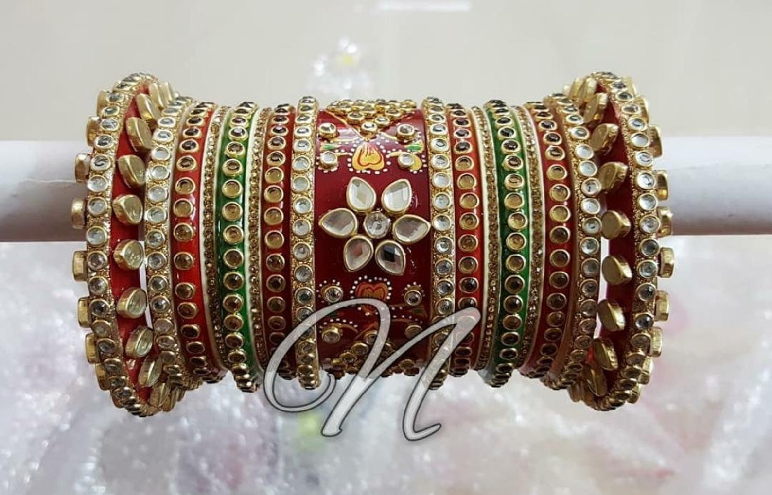 Punjabi Wedding Chura Set Heavy Glass Kundan & Stone Work - Etsy