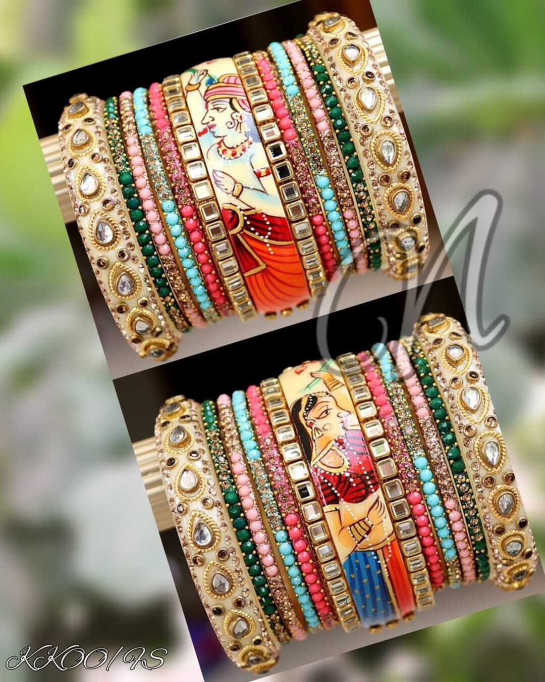 Ethnic Indian Multi Color Hand Painted Raja Rani Bangles Set, Rajwadi ...