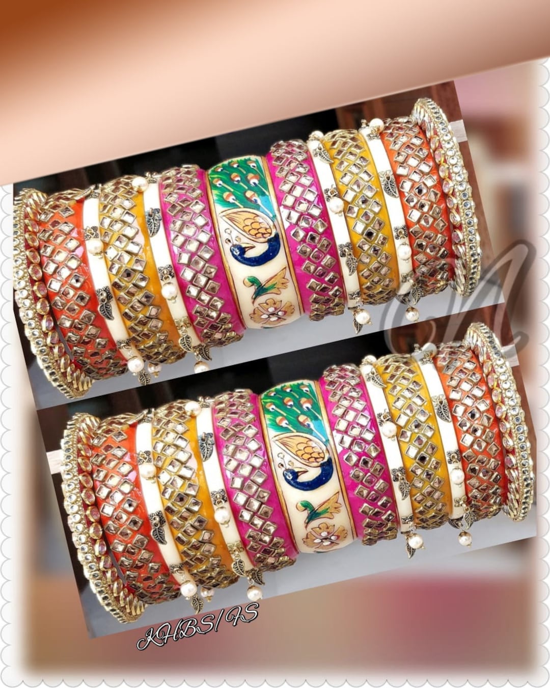 Indian Designer Multi Color Wedding Chura Set, Rajwadi Hand Painted ...