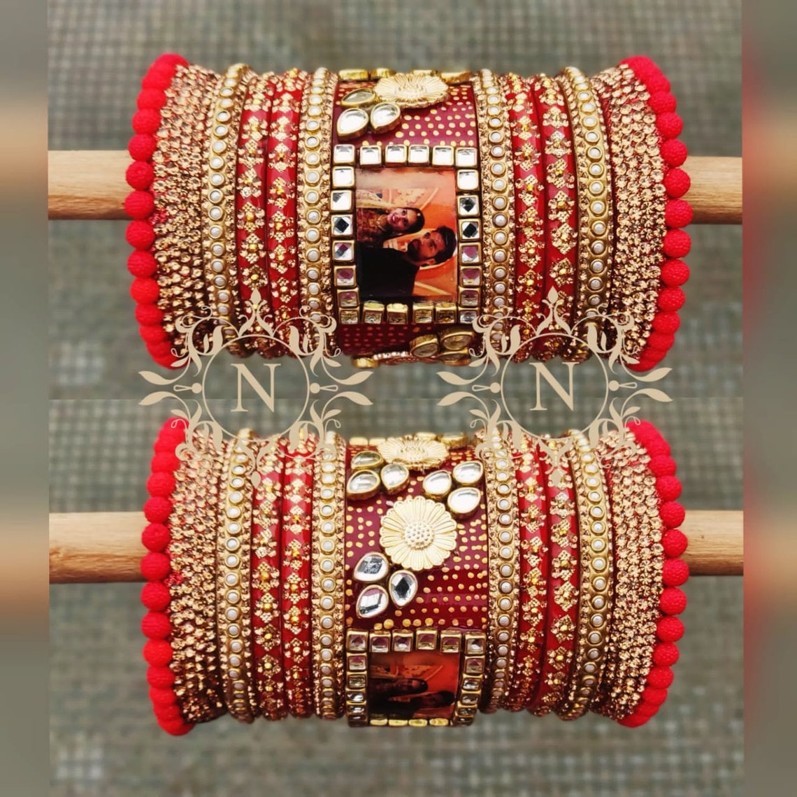 Ethnic Rajwadi Indian Bridal Photo Chuda in Red Color Floral - Etsy