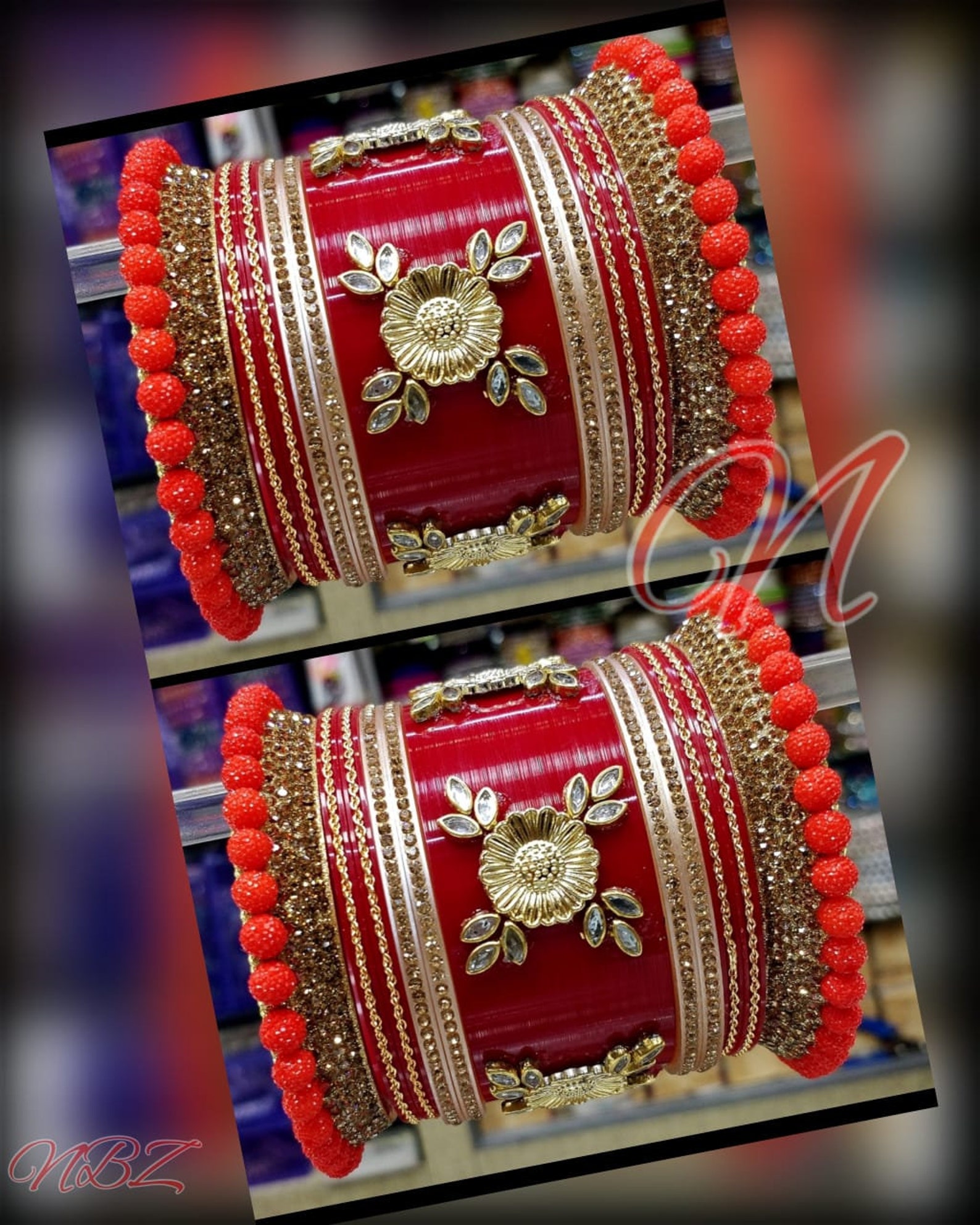 Indian Ethnic Rajwadi Chuda Set Floral Shape Glass Kundan & - Etsy