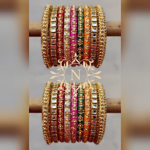 Ethnic Indian Hand Work Multi Color Bridal Chura Set Punjabi | Etsy