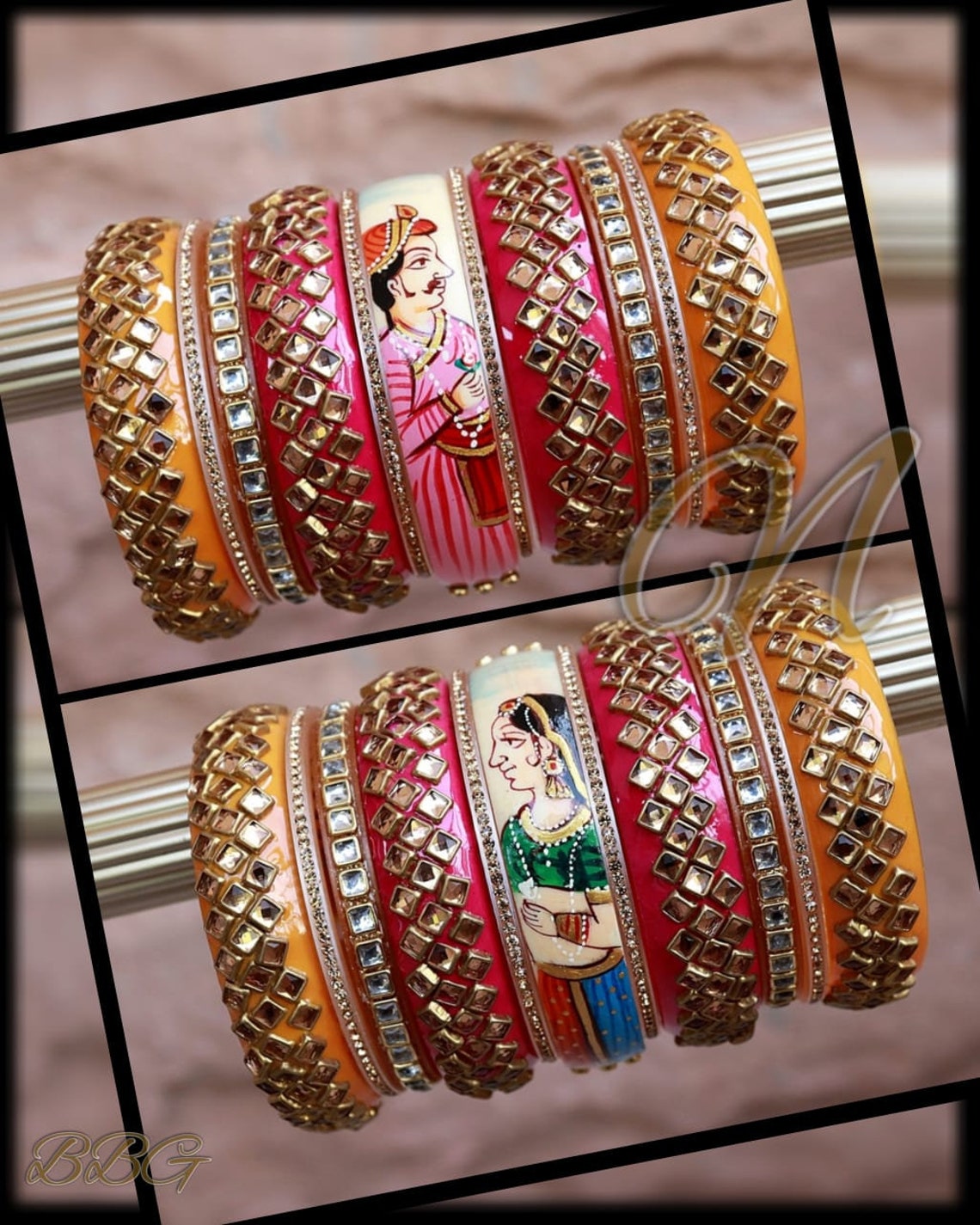 Designer Hand Painted Raja Rani Wedding Chuda Set Rajwadi | Etsy