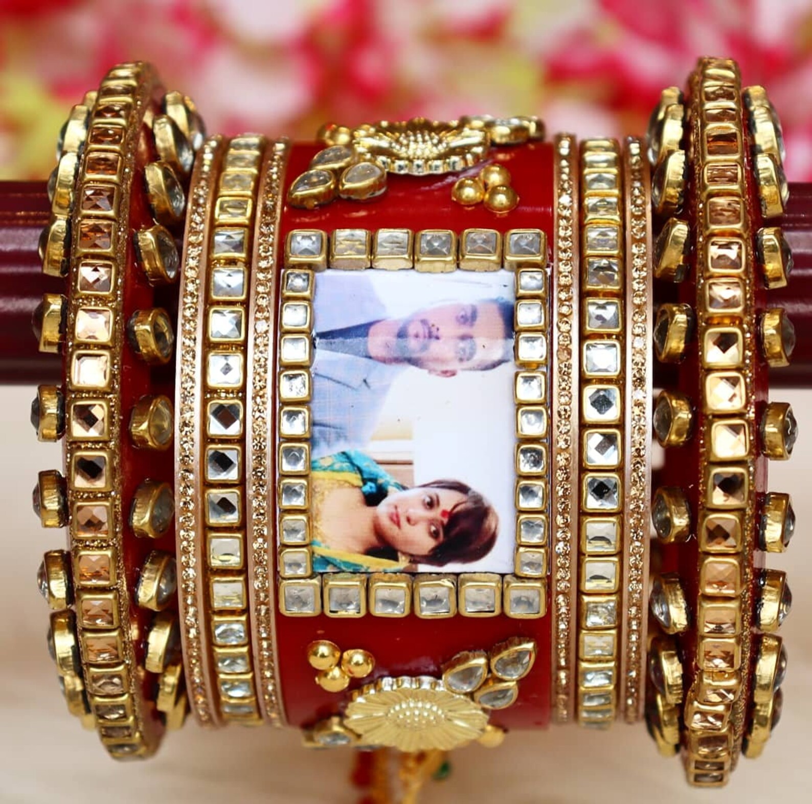 Indian Wedding Photo Chura Set Glass Kundan Work Chuda Red | Etsy