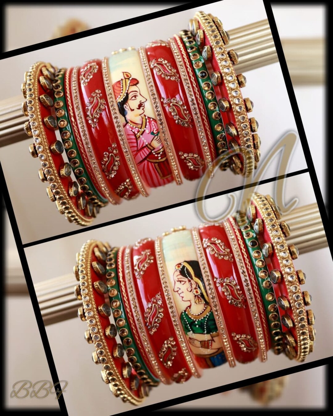 Ethnic Indian Raja Rani King Queen Bangles Set Kundan & Stone Work ...