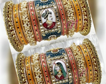 Indian Wedding Photo Chura Set Glass Kundan Work Chuda Red - Etsy