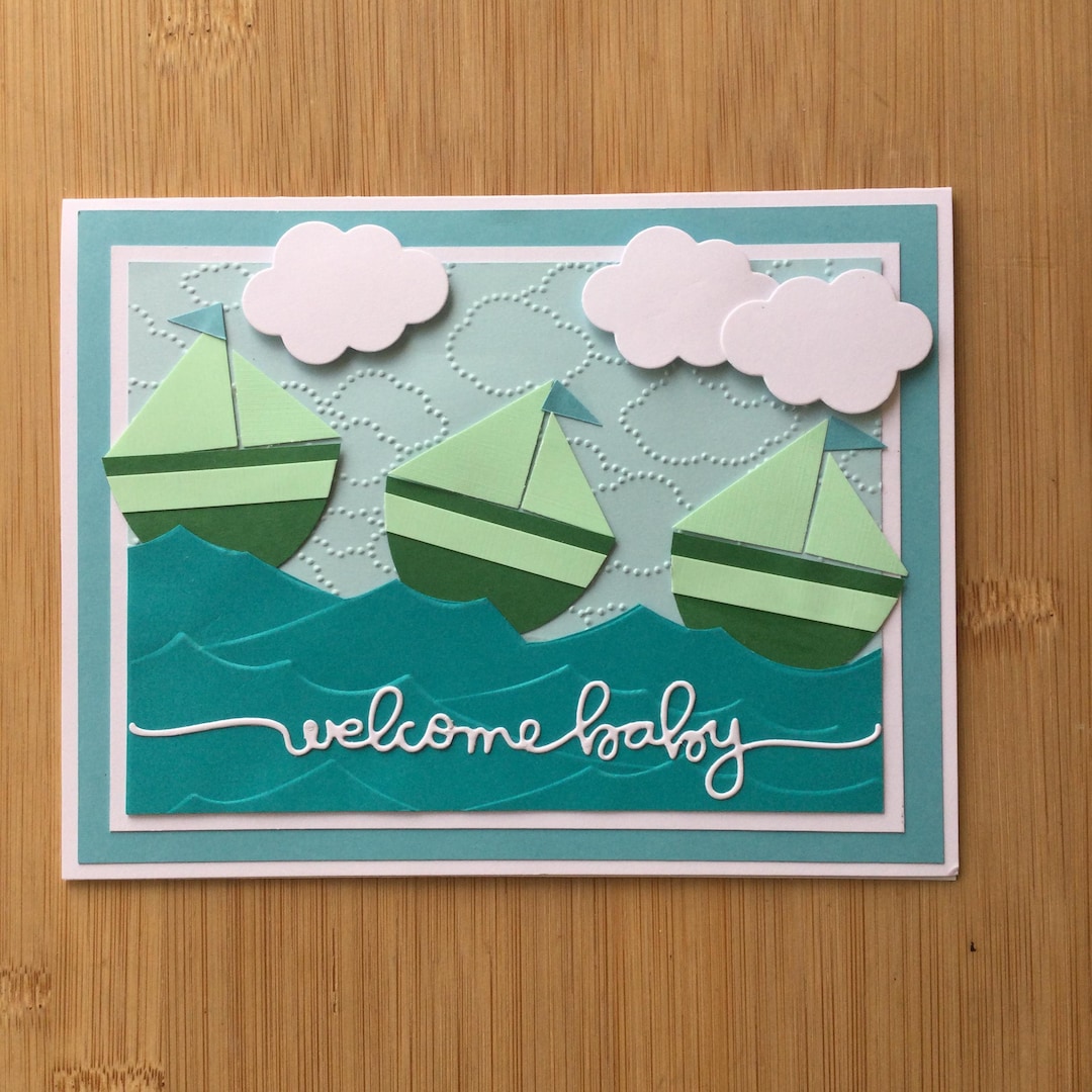 Welcome Baby Handmade Baby Card With Sailboats New Baby/expecting Baby ...