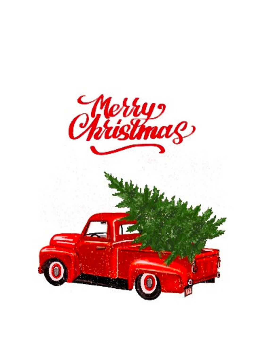 Christmas Truck Clipart Vintage Red Christmas Tree Pickup Truck Clip ...