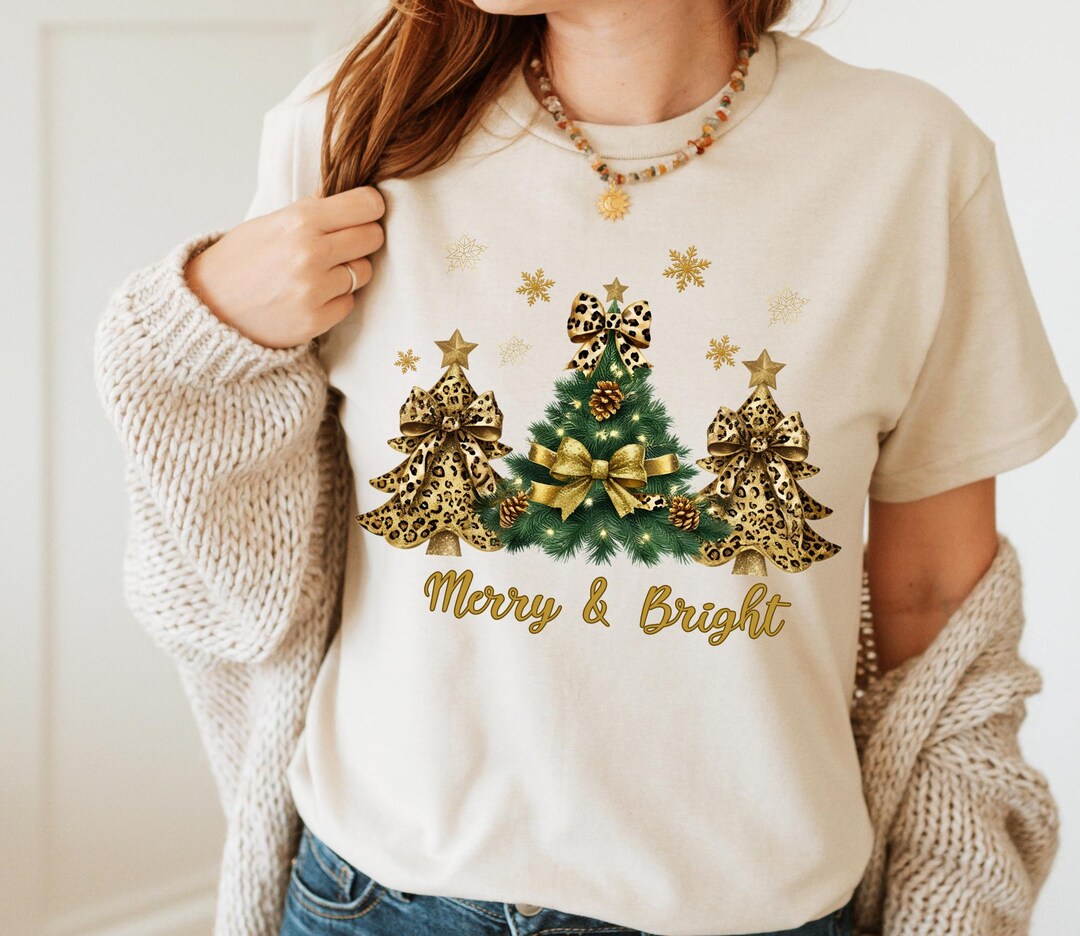 Leopard Print Christmas Tree PNG: Coquette Bow, Glitter Design (digital ...