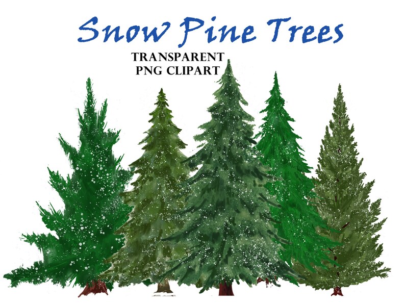 Snow Pine Trees Clipart. Winter Fir Trees PNG. Evergreen Tree Clipart ...