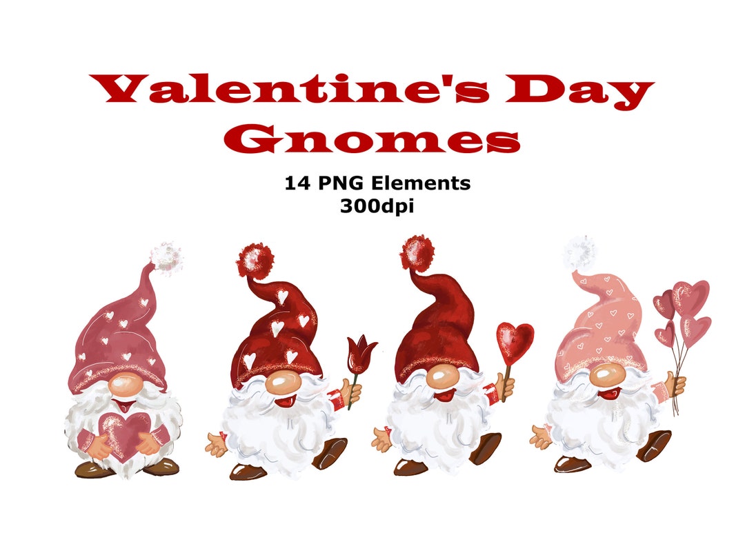 Gnome Clipart Valentine's Day Gnomes Sublimation - Etsy