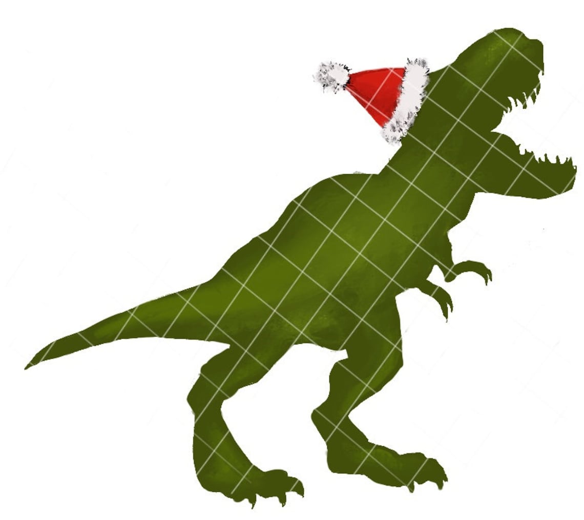 Christmas Dinosaur Clipart. Chrsitmas Tree Rex With Santa Hat PNG ...