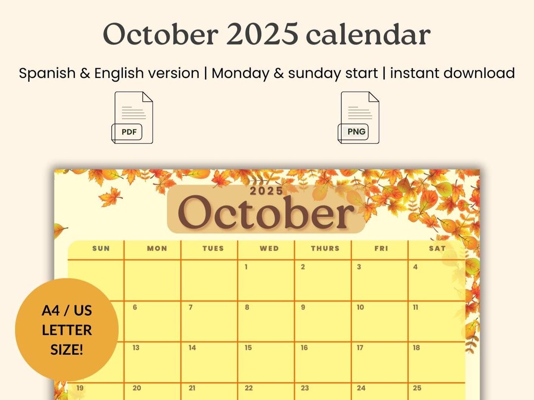 Beautiful Fall Calendar for October 2025 | Nice Printable 2025 October ...